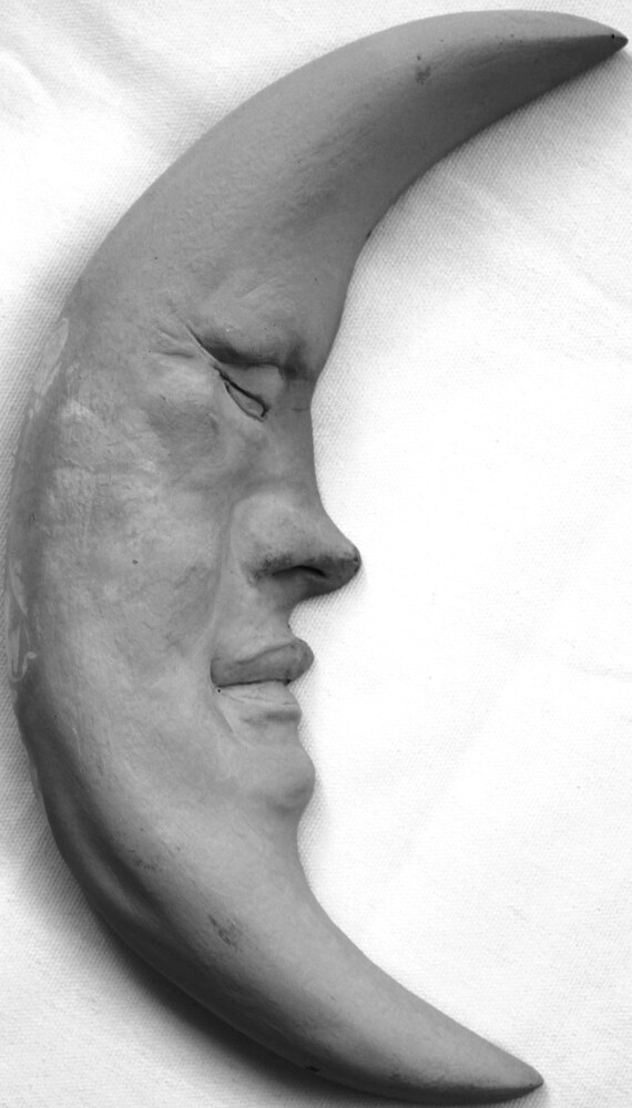 Cast Stone Crescent Moon Sculpture for Home and Garden Great | Etsy