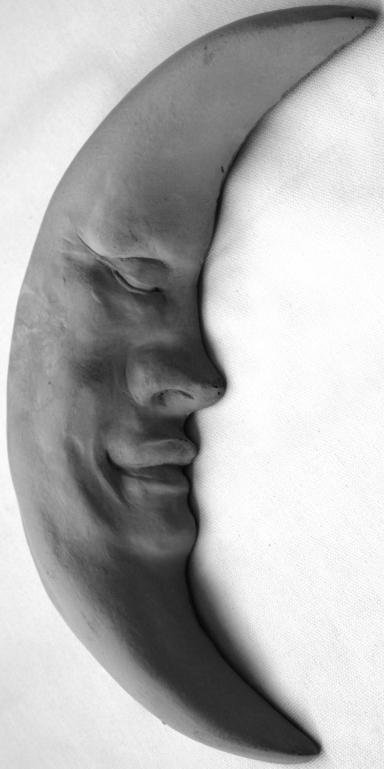 Cast Stone Crescent Moon Sculpture for Home and Garden Great | Etsy