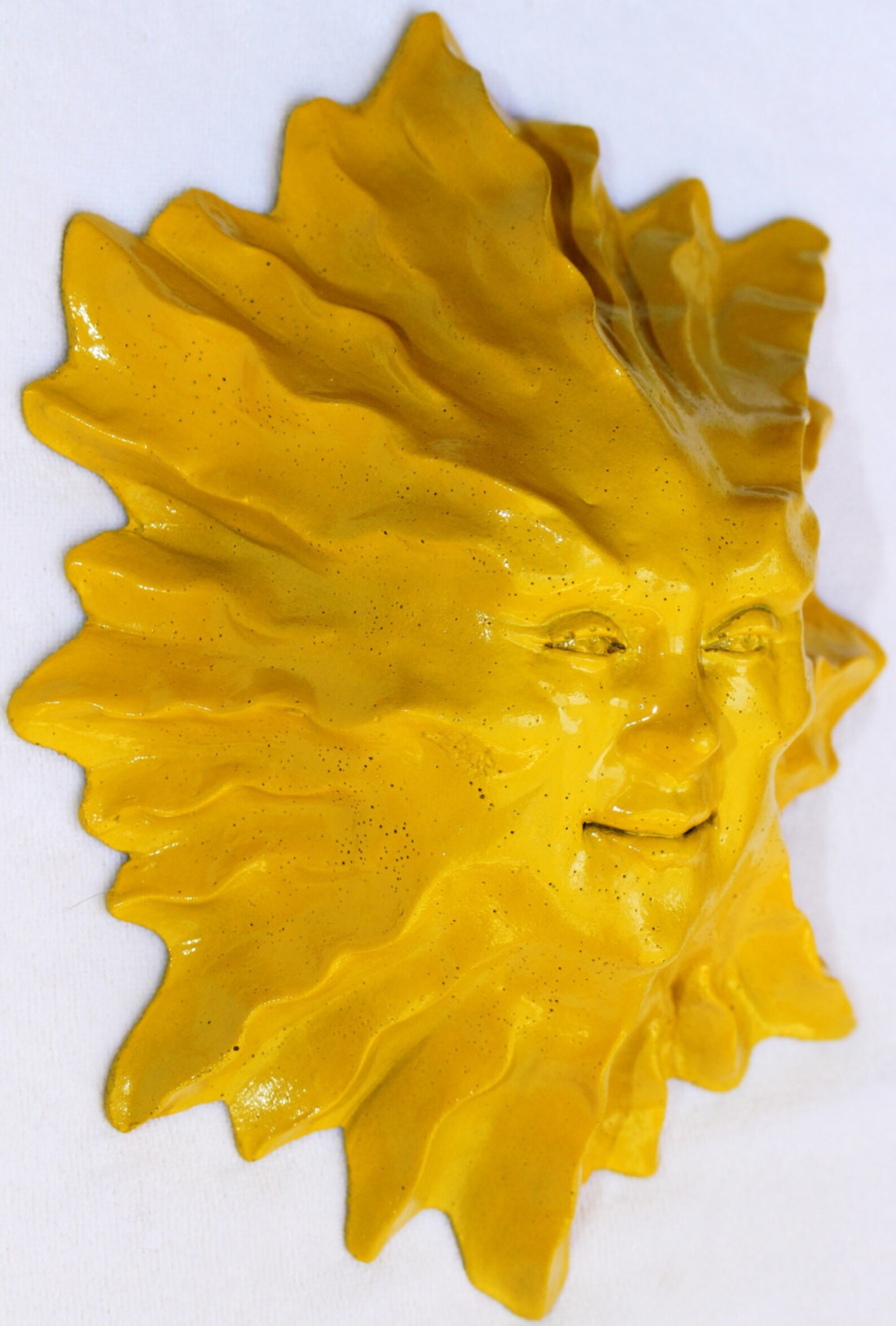 Yellow Sun Handmade Cast Stone Sculpture Enameled Artwork for - Etsy