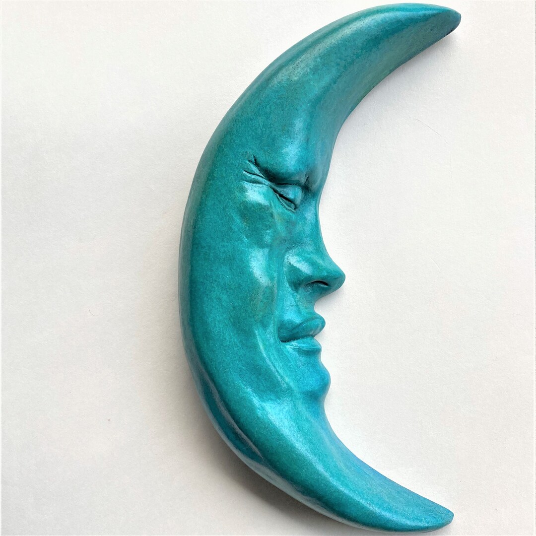 10" Weatherproof Handmade Blue Moon Wall Sculpture, an Outdoor/indoor ...