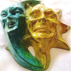 Outdoor Indoor Sun Moon Cast Stone Wall Art Mask With Personality by ...