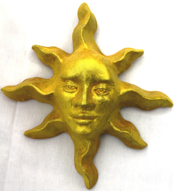 11 Handmade Golden Sun Face Wall Sculpture for Home | Etsy