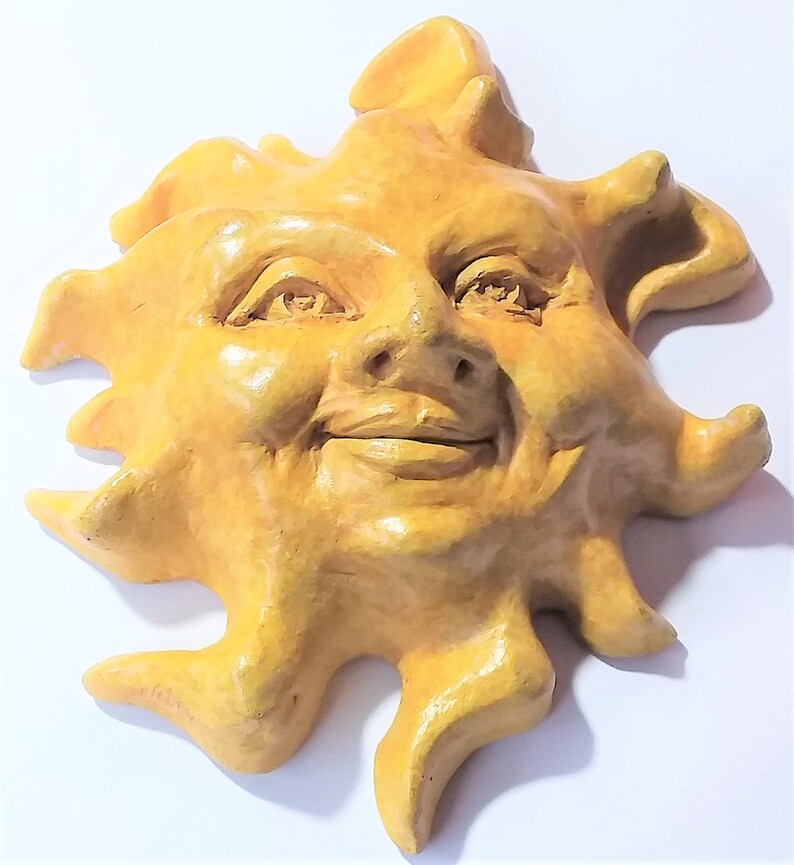 7" Handmade Sun Face, an Ornamental Wall Sculpture, Ready-to-hang Wall ...