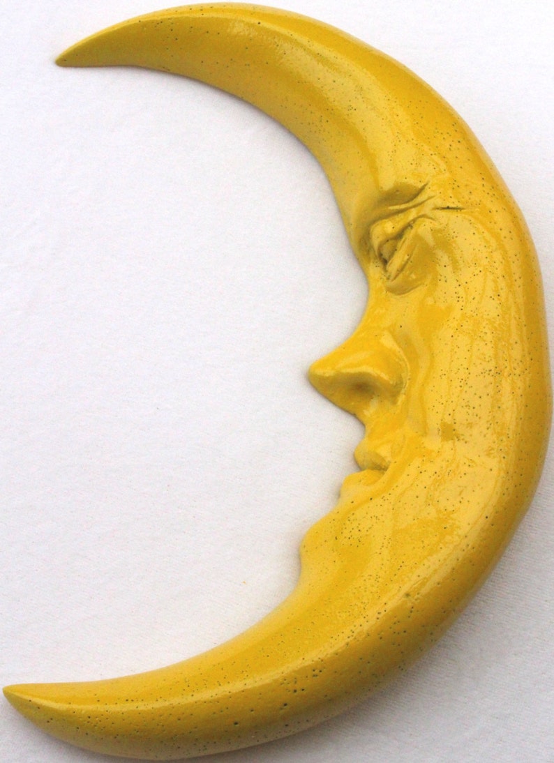 Collectible Yellow Crescent Moon a Handmade Enameled Wall - Etsy