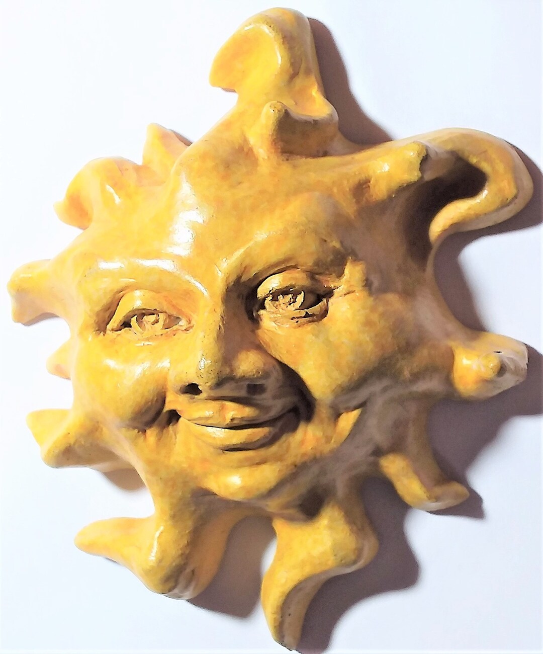 7 Handmade Yellow Sun Face Wall Sculpture, a Beautiful Decor Accent for ...