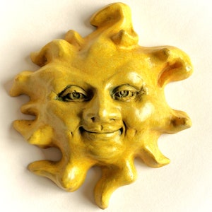 7" Handmade Sun Face, Weatherproof Wall Sculpture, Ready-to-hang ...
