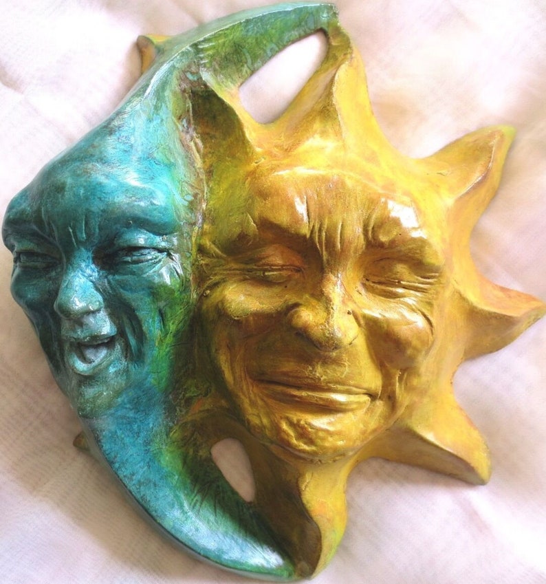 Outdoor Indoor Sun Moon Cast Stone Wall Art Mask With Personality by ...