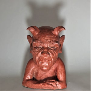 8" Red Devil Statue, a Cute, Thoughtful Indoor-outdoor Folk Art ...