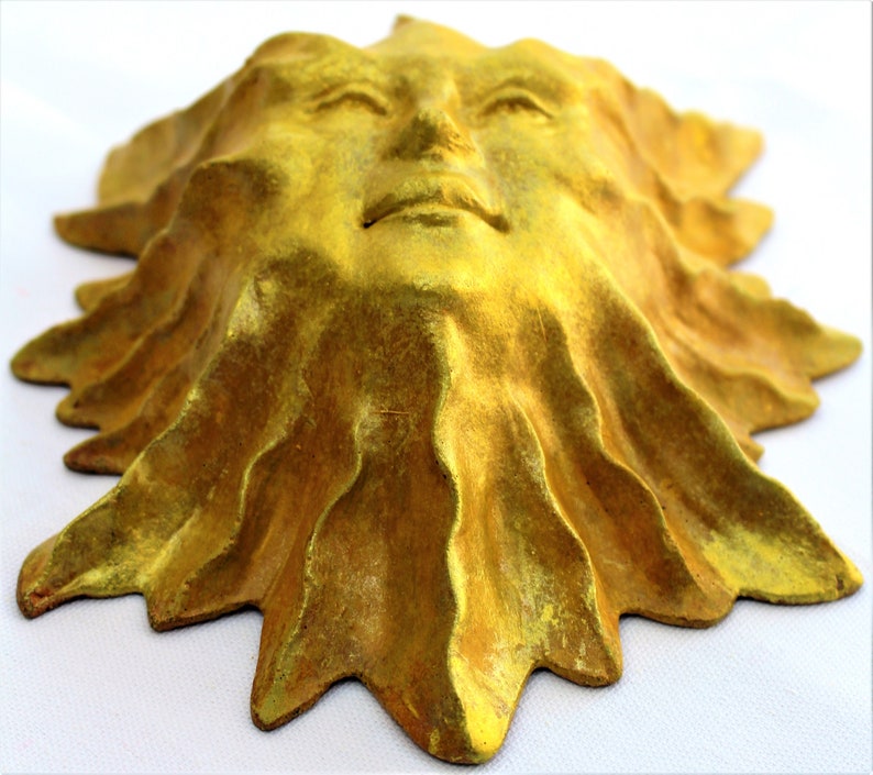 Handmade Golden Sun Face 8 Cast Stone Wall Sculpture by | Etsy
