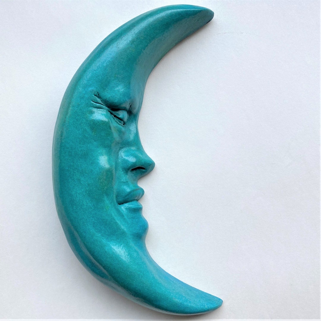 Blue Crescent Moon Sculpture for Home and Garden, Great Gift! - Etsy