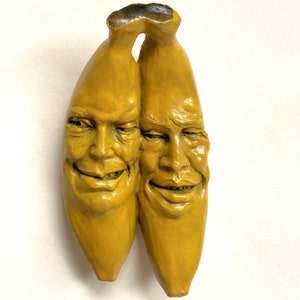 Handmade Banana Sculpture, Yellow Wall Art, Cute Funny Banana Sculpture ...
