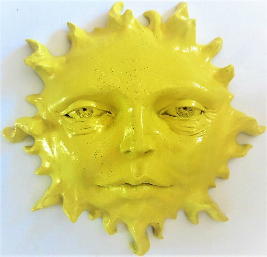 Stunning 11 Handmade Yellow Sun Face Wall Sculpture, a Classic Wall ...