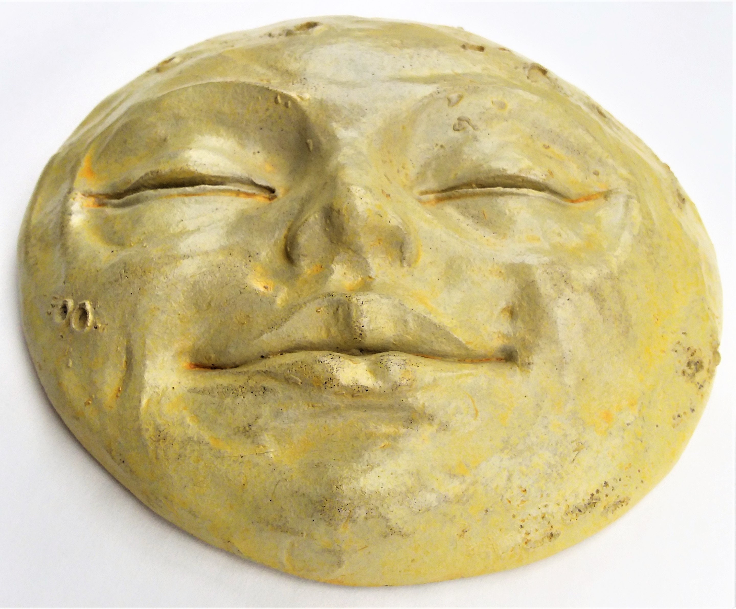 9" Handmade Amber Full Moon, Ready to Hang, a Wall Sculpture in ...