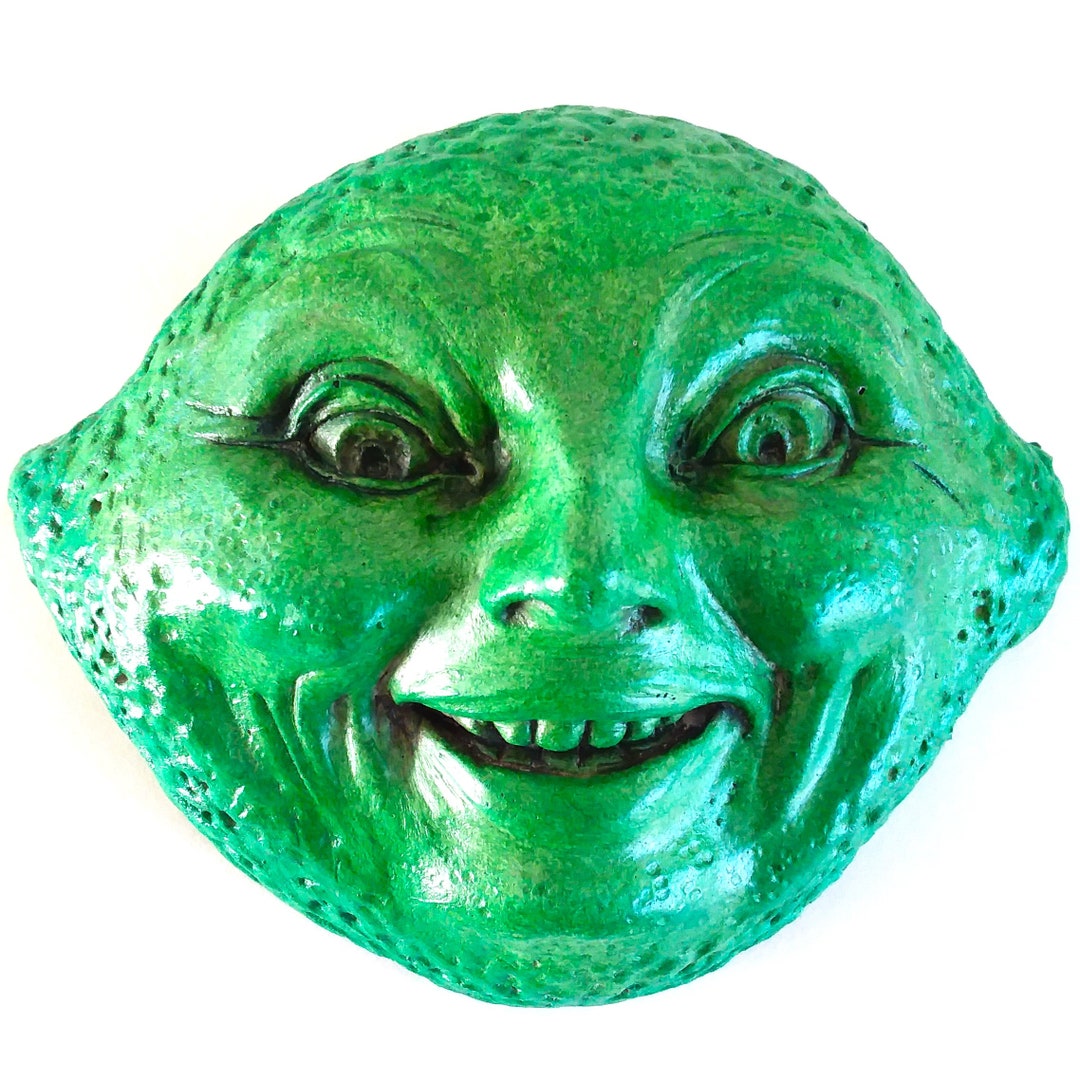 8" Zesty Lime Face, Indoor/outdoor Wall Sculpture, a Unique Decor ...