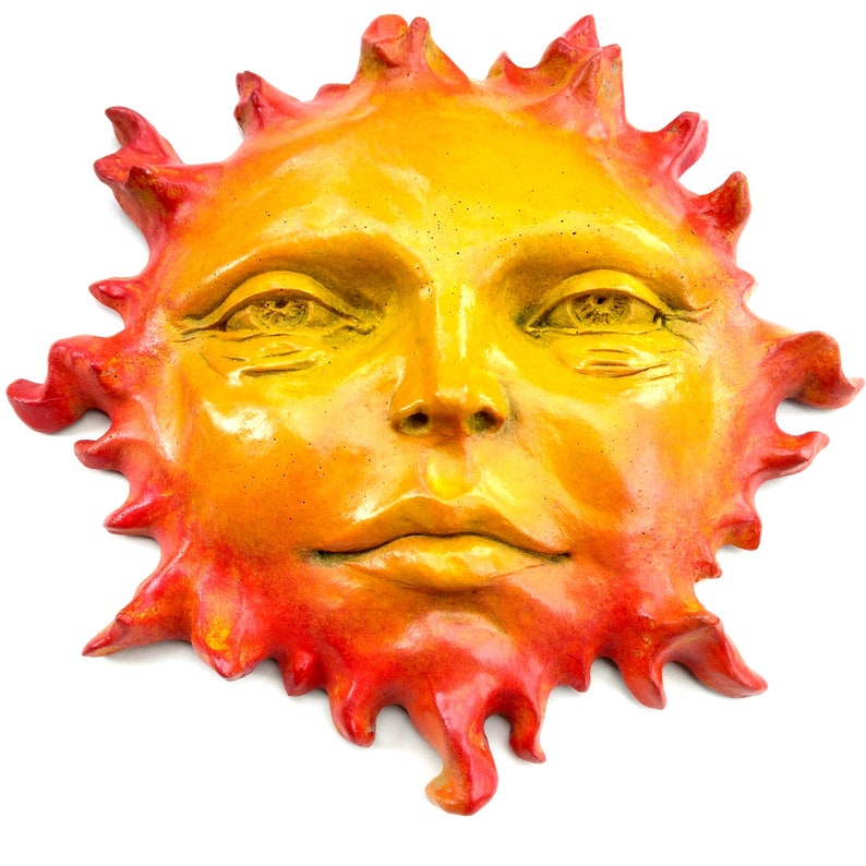 Yellow Orange & Red Sun Face Sculpture 11 - Etsy