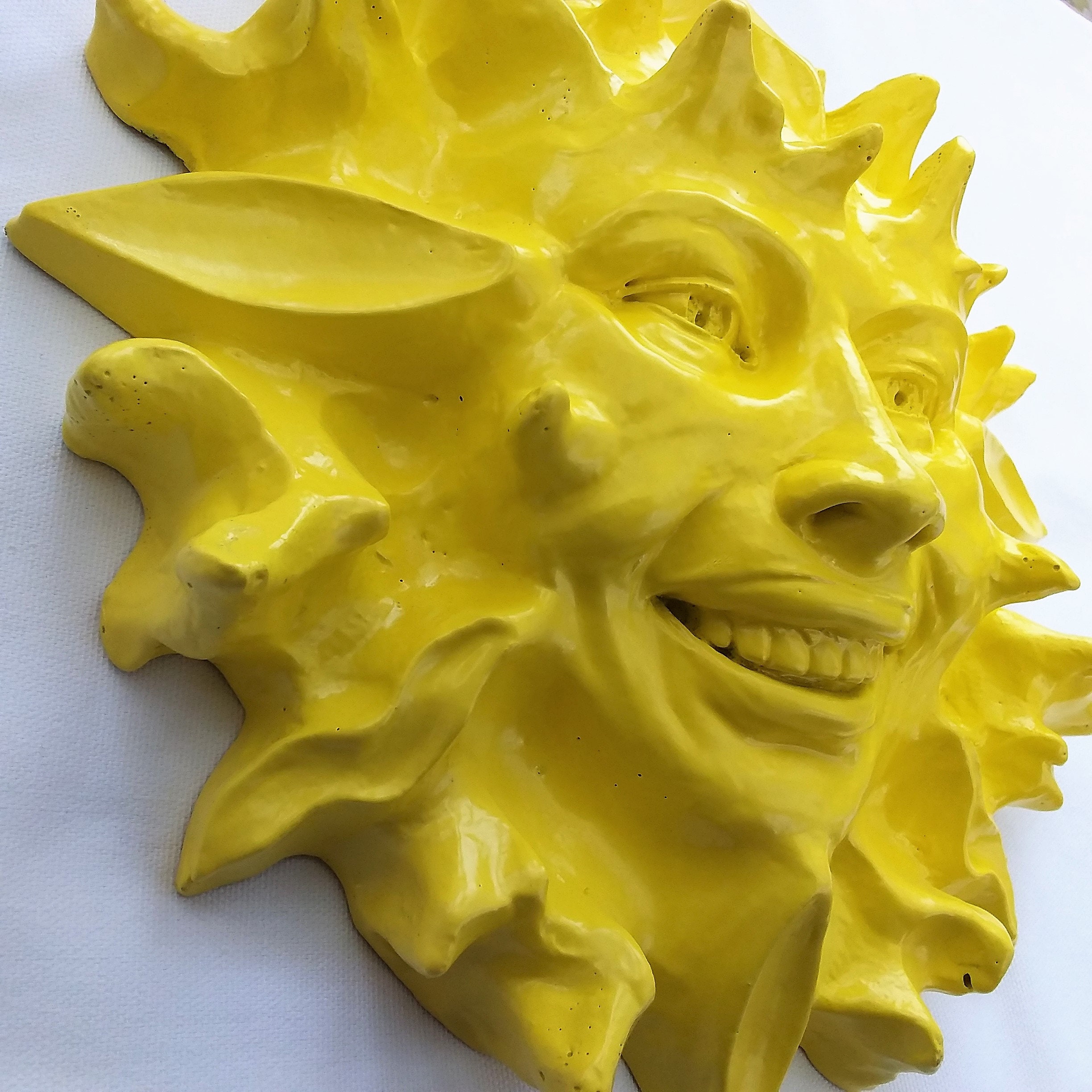 Unique Yellow Sun Face Sculpture 11 Indoor/outdoor | Etsy