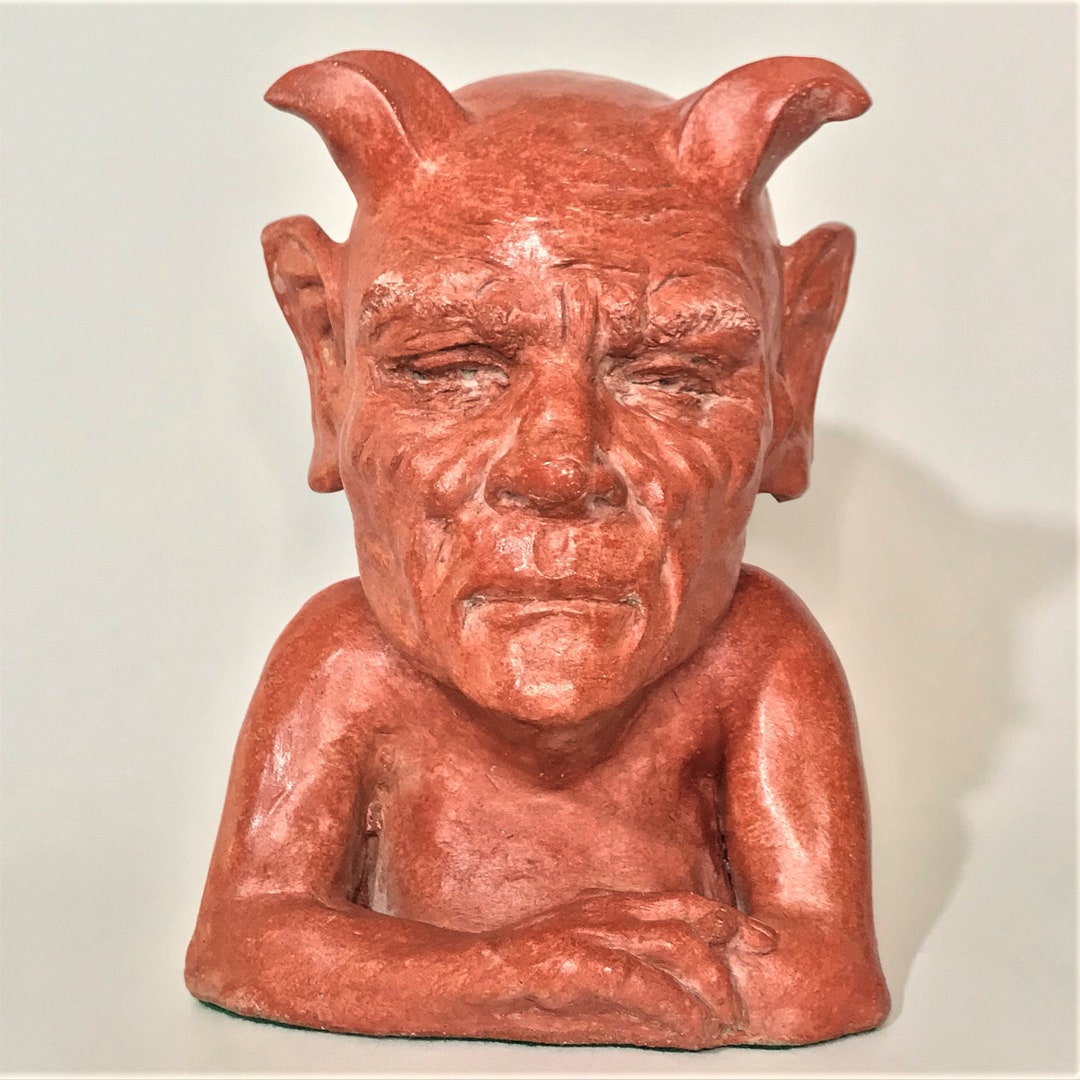 8" Red Devil Statue, a Cute, Thoughtful Indoor-outdoor Folk Art ...