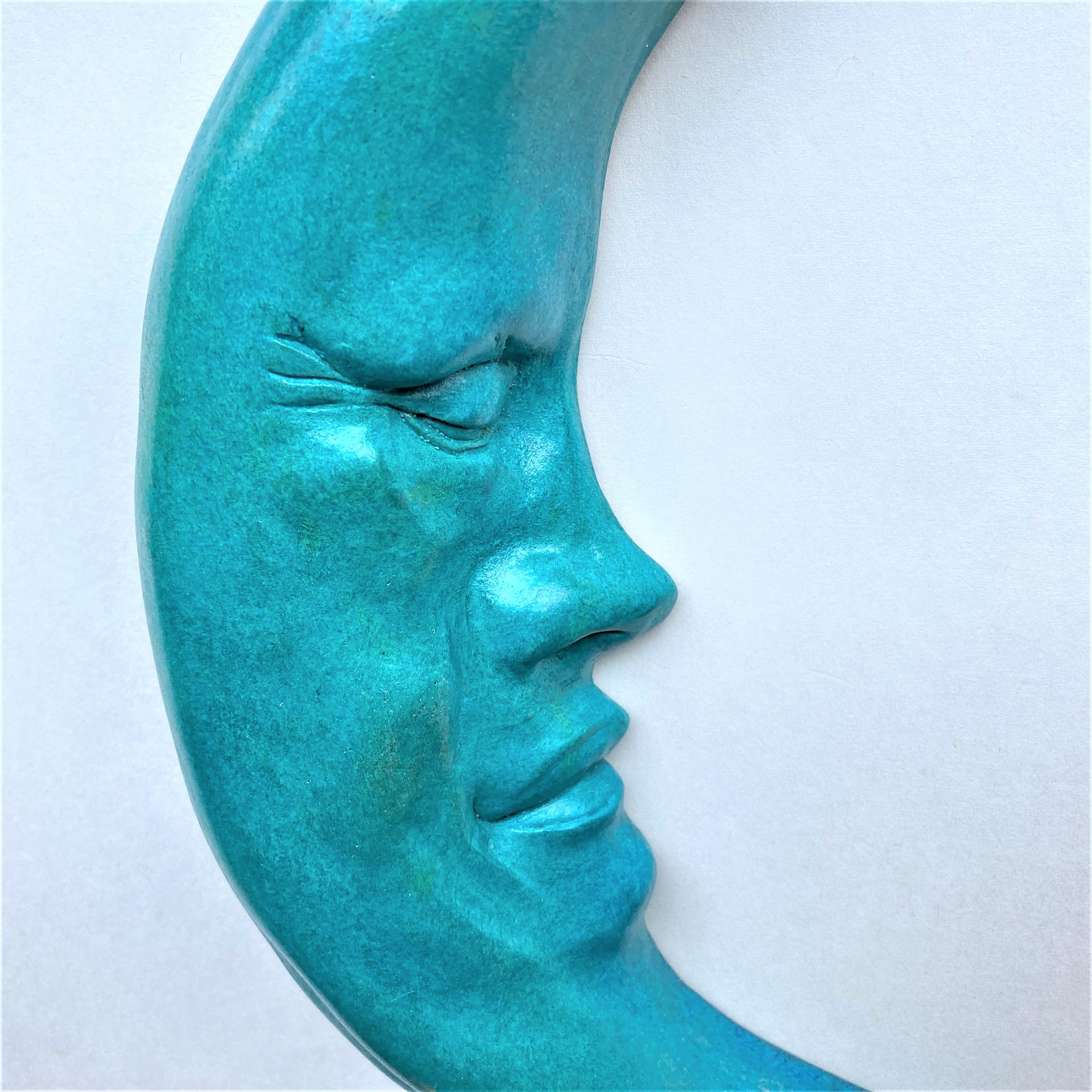 10" Handmade Blue Moon Wall Sculpture, Ready to Hang, Weatherproof ...