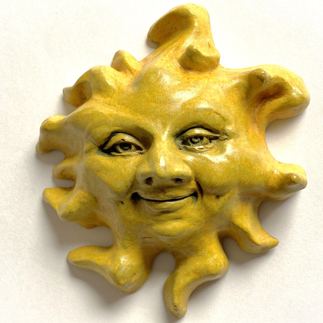 7" Handmade Sun Face, an Ornamental Wall Sculpture, Ready-to-hang Wall ...