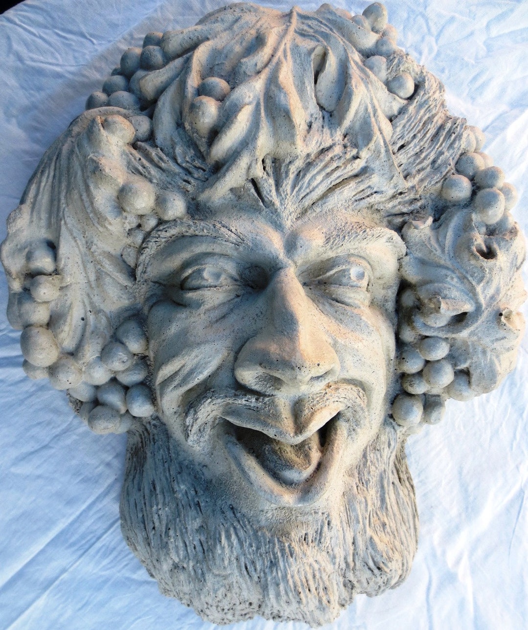 BACCHUS Wall Sculpture, a Handmade Indoor/outdoor Cast Stone Portrait ...