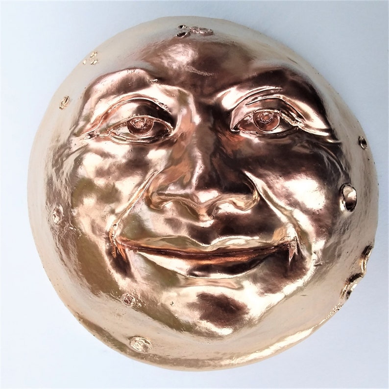 Brilliant Golden Full Moon a Lovable Moon Man Wall Sculpture - Etsy