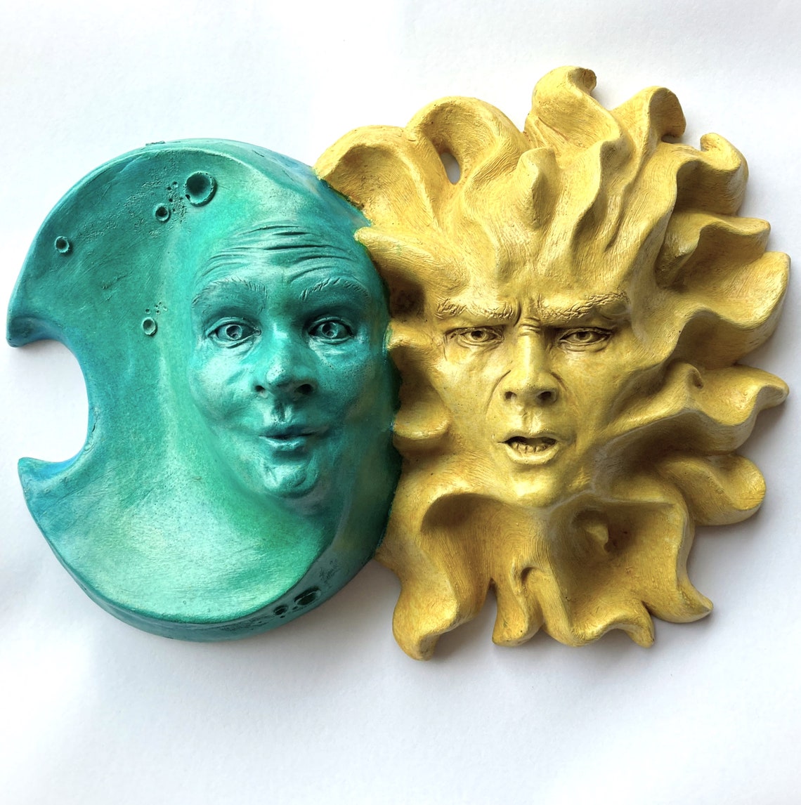 Sun & Moon Wall Art, an Original Sculpture by Claybraven - Etsy