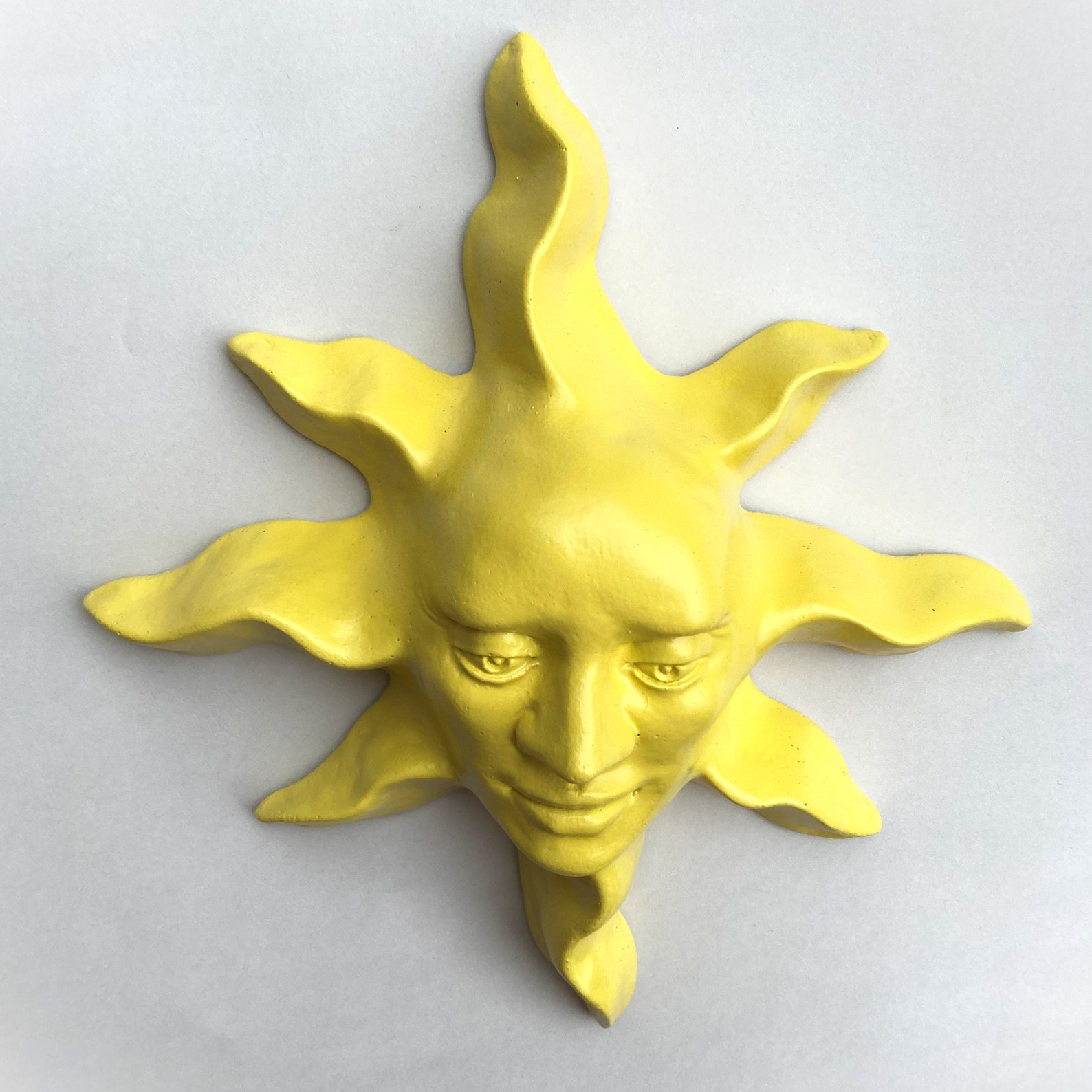 Handmade Yellow Sun Face Sculpture Wall Art for Home Garden - Etsy
