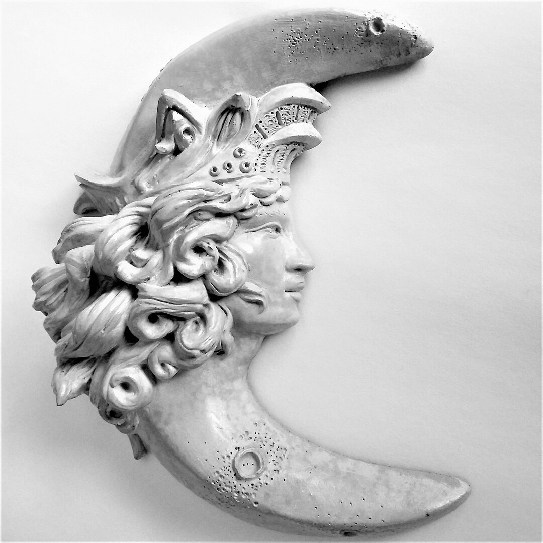 Awesome Crescent Moon Wall Sculpture, Indoor/outdoor Cast Stone - Etsy