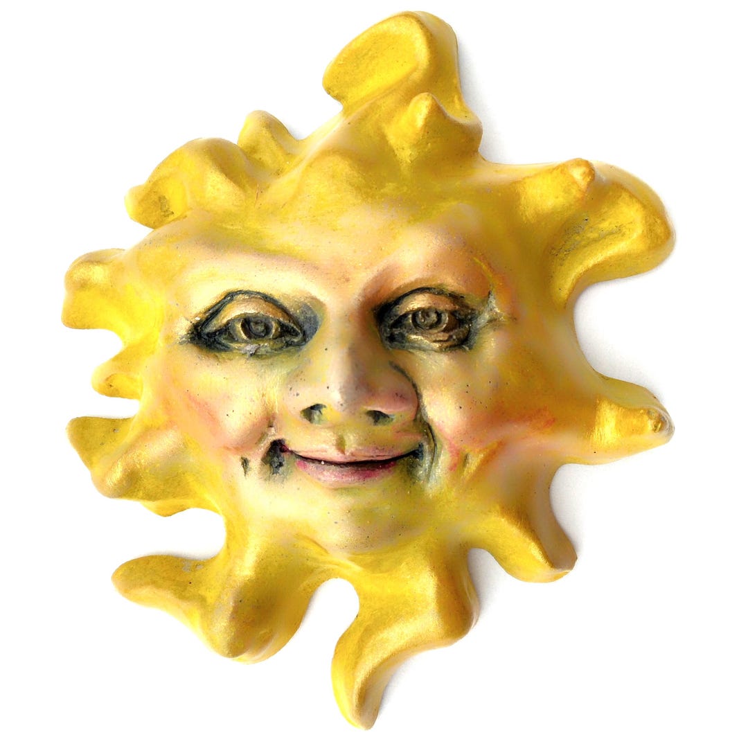 7" Handmade Sun Face, Weatherproof Wall Sculpture, Ready-to-hang ...