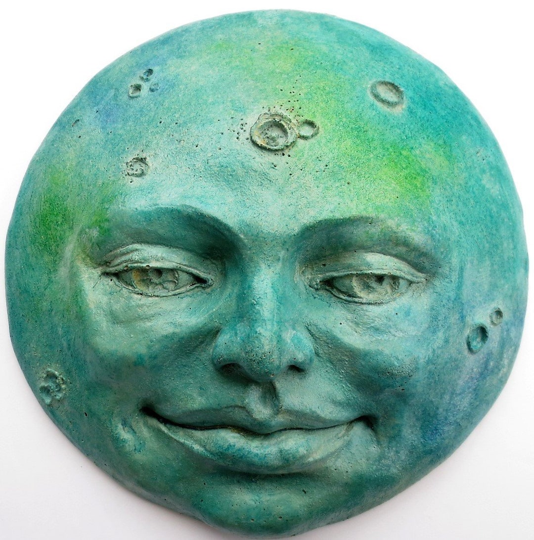 Handmade Turquoise Full Moon, Serene Wall Decor, Indoor-outdoor ...