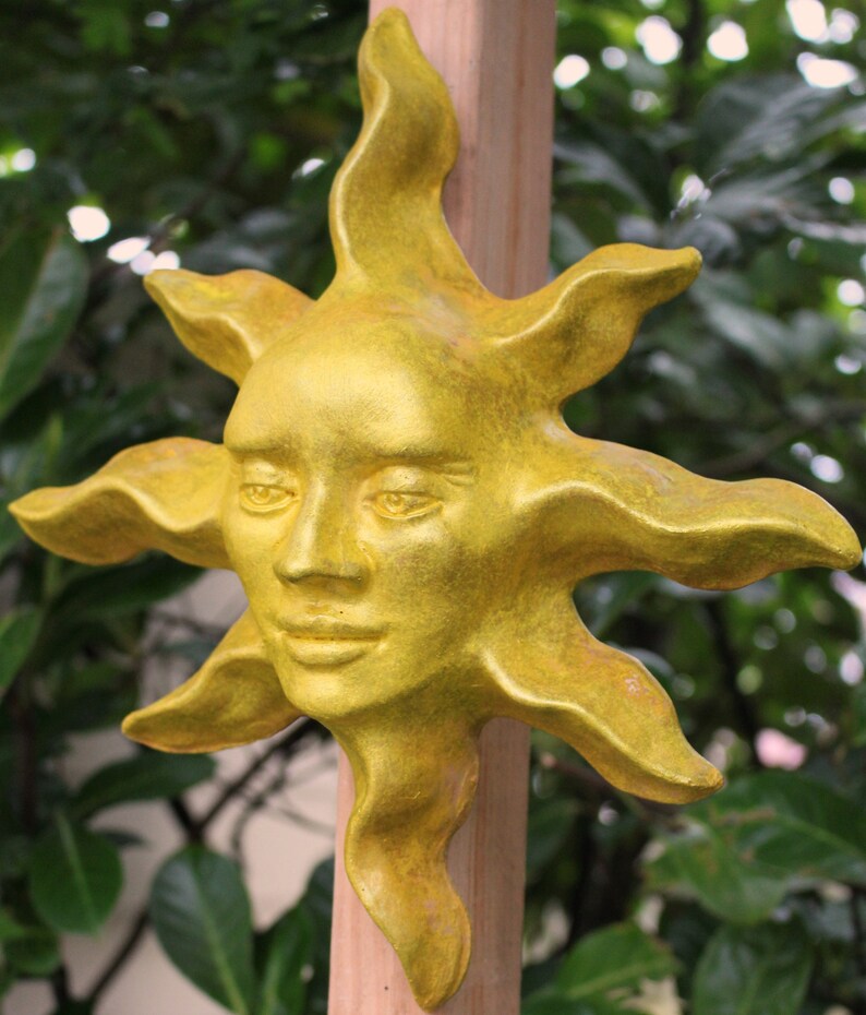 Handmade Golden Sun Face Wall Art Garden Celestial Mask - Etsy