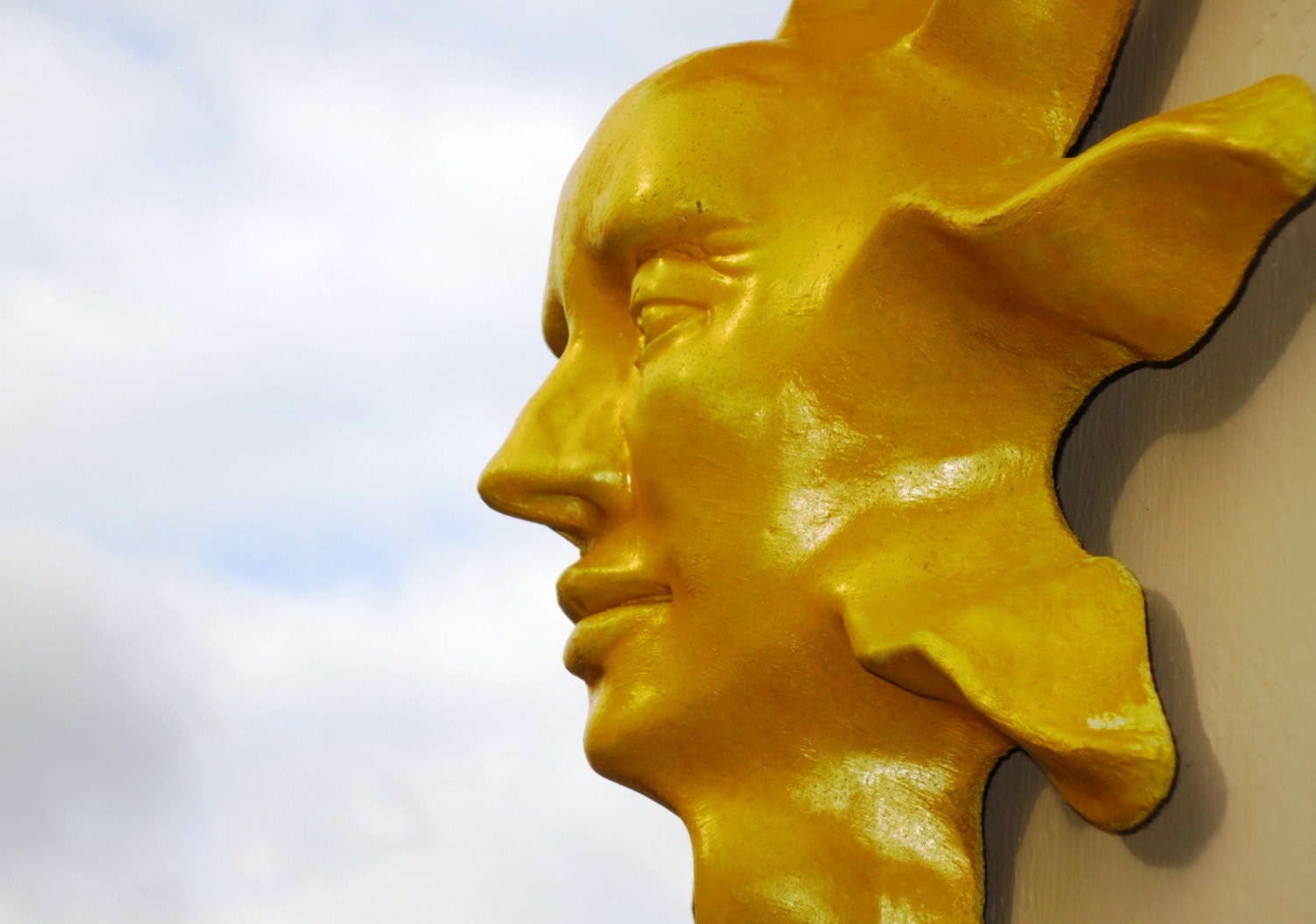 Handmade Yellow Sun Face Wall Art Sculpture for Home Garden | Etsy