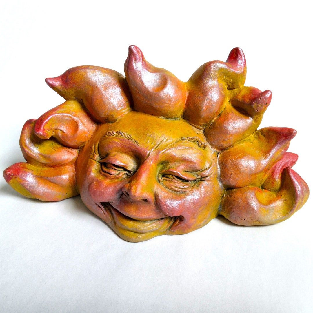 Ornamental Sun Face Sculpture for Home or Garden Decor, Unique ...