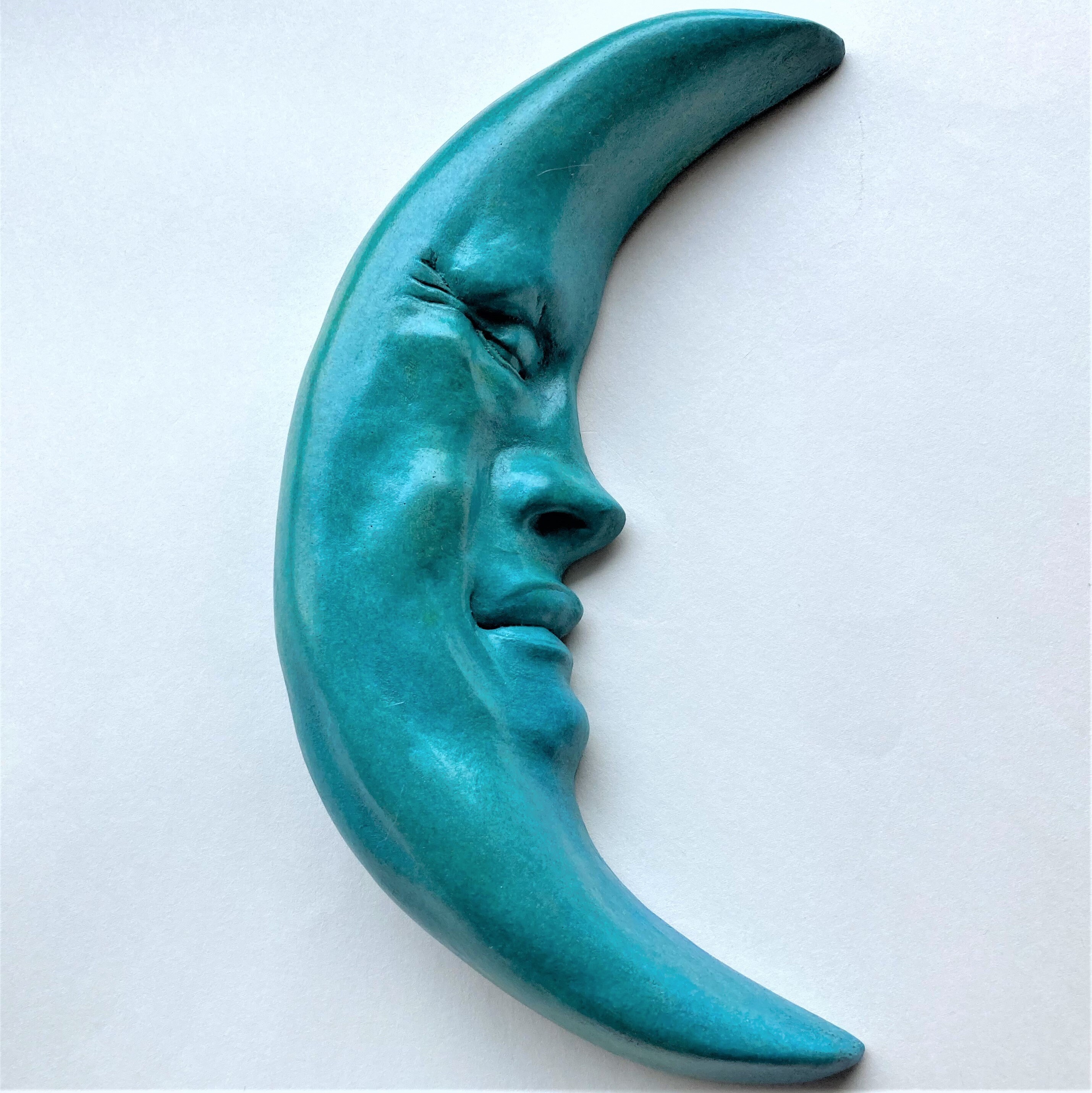 10" Handmade Blue Moon Wall Sculpture, Ready to Hang, Weatherproof ...