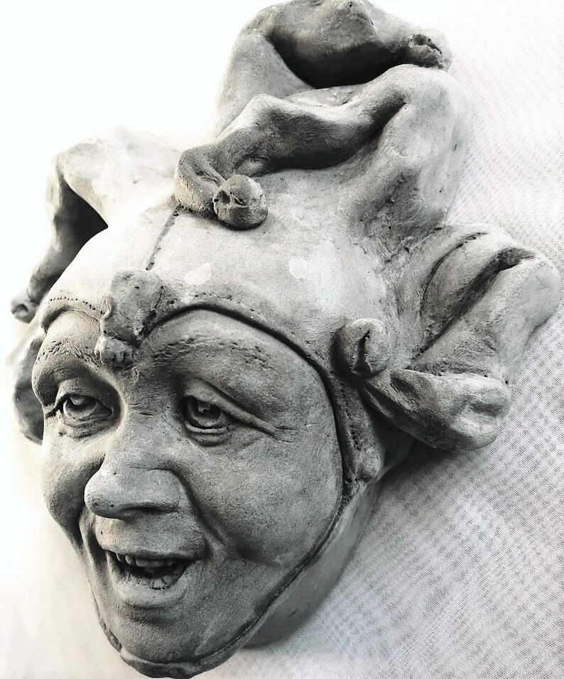 Foolish Jester a Funny Cast Stone Joker Garden Art Wall | Etsy