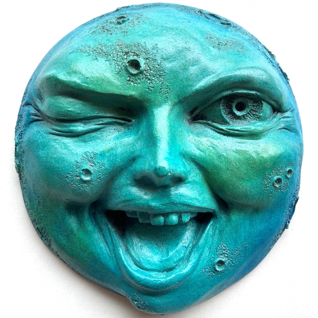 Happy Full Moon Wall Sculpture, Winking Moon, in Weatherproof Cast ...