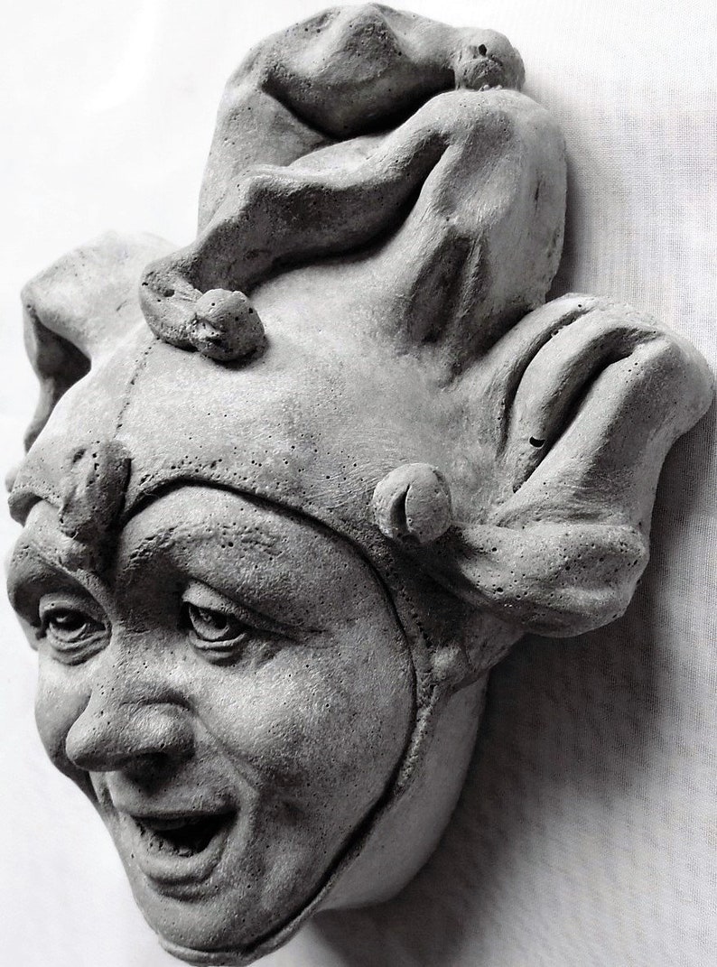 Foolish Jester a Funny Cast Stone Joker Garden Art Wall | Etsy