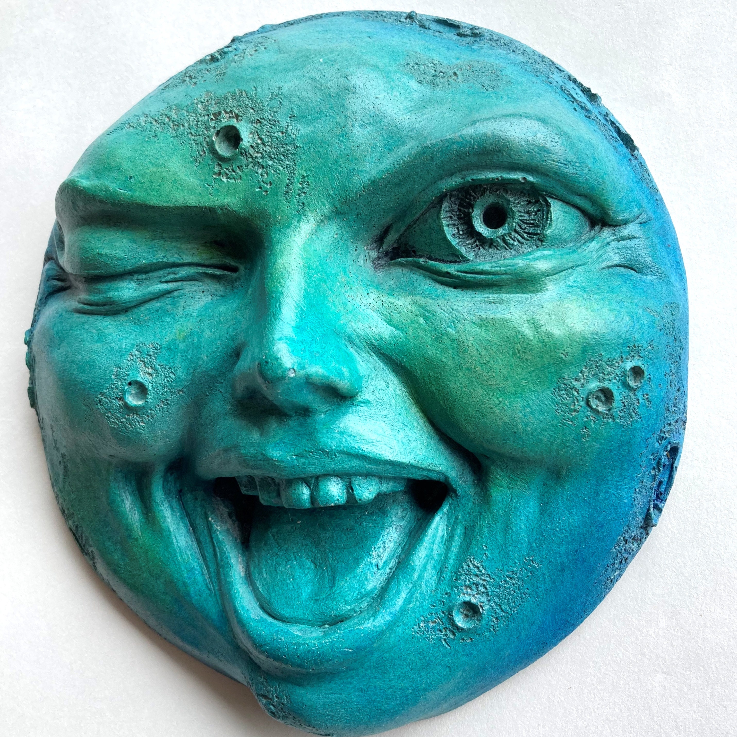Handmade Happy Winking Full Moon Wall Sculpture in - Etsy