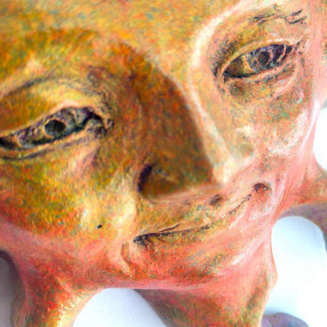 Cute Mini Golden Sun Face Wall Sculpture for Home and Garden, Gift and ...