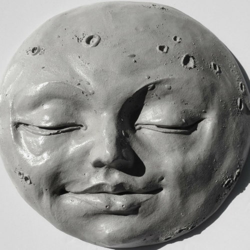 Blue Stone Face Sculpture, Original Art for Home Garden Blue Stone Face Sculpture, Original Art for Home Garden