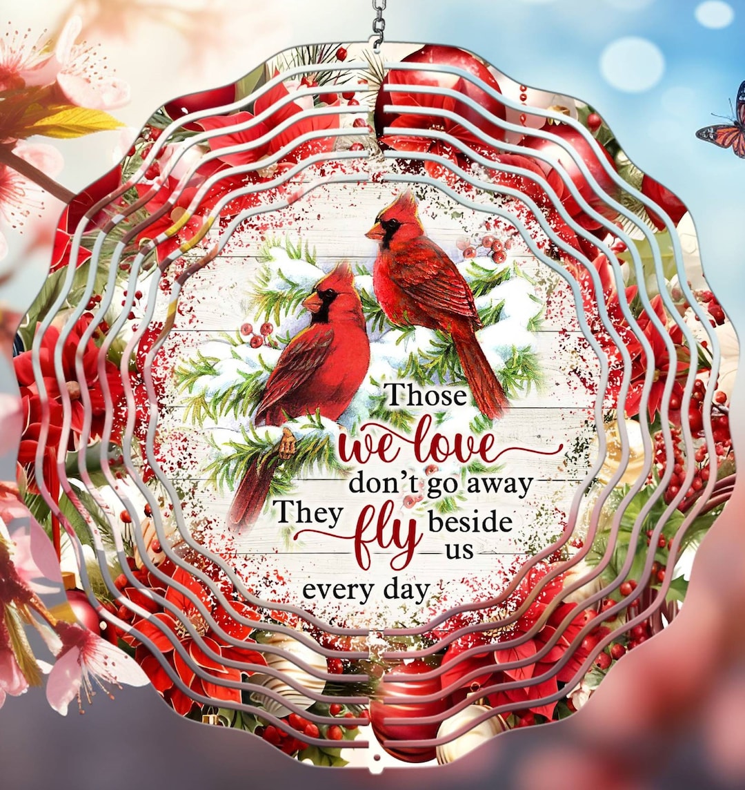 Beautiful Cardinal Wind Spinner, Nice for Memorial or Cemetery, Choice ...