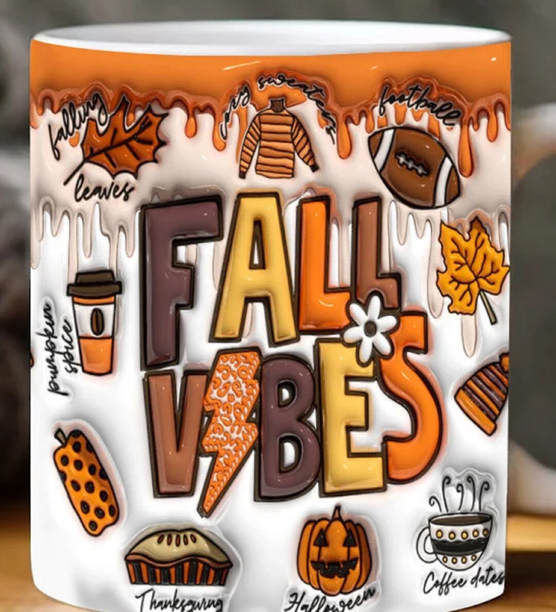 3-D Fall Vibes Mug, Standard 11 Oz Mug - Etsy