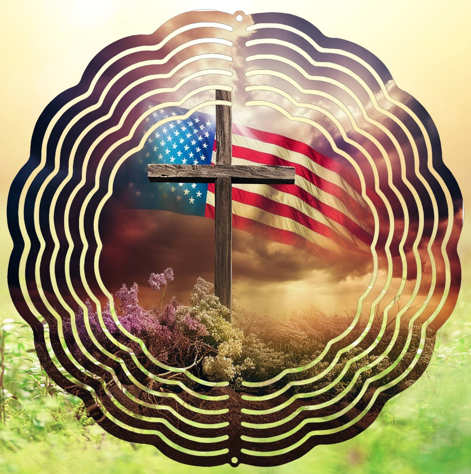 Beautiful God's Country 10" Wind Spinner, Item #SP194, Optional Spiral ...