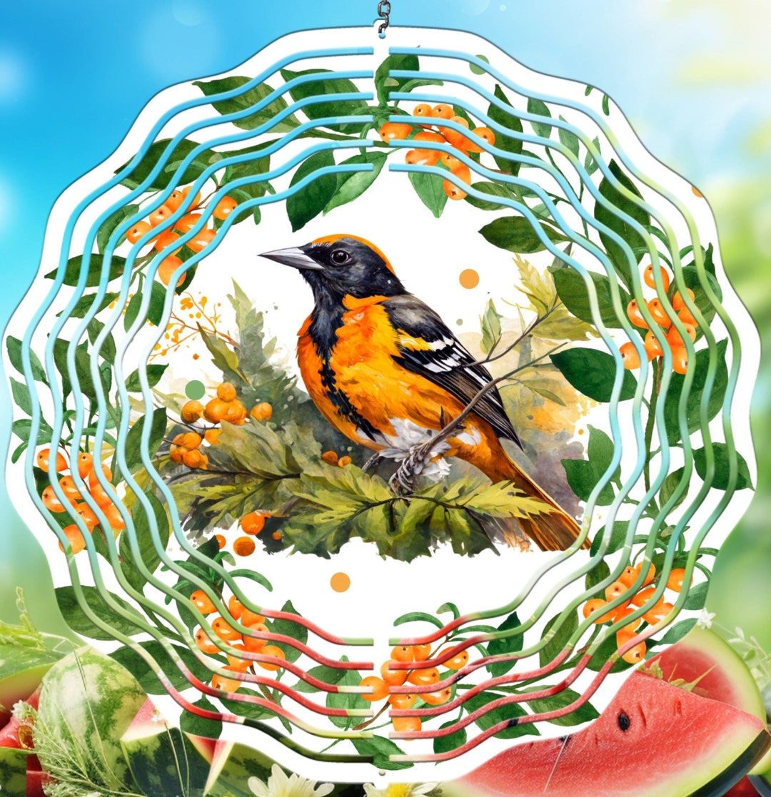 Beautiful Oriole 10" Wind Spinner, Item #SP141, Optional Spiral Tail ...