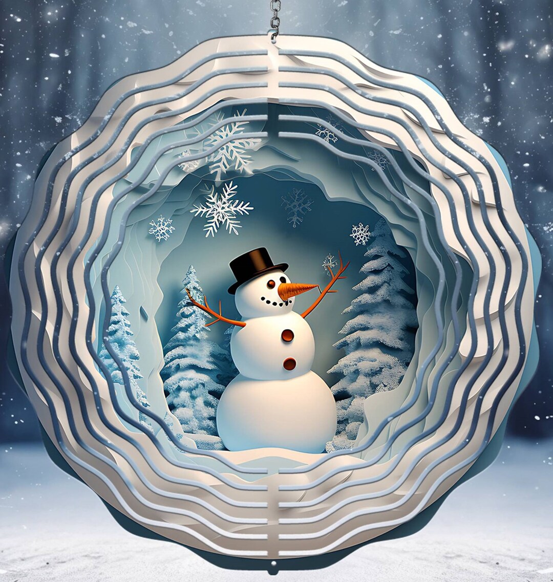 3D Snowman 10" Wind Spinners, Item #SP283, Optional Spiral Tail ...
