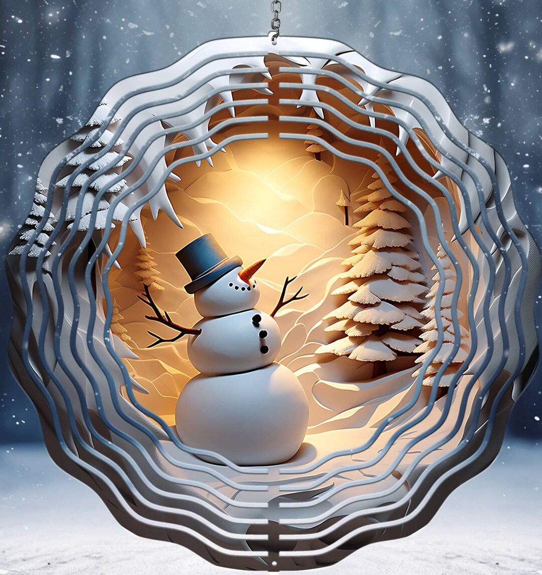 3d-look Snowman 8" or 10" Wind Spinners, Optional Spiral Tail Available ...