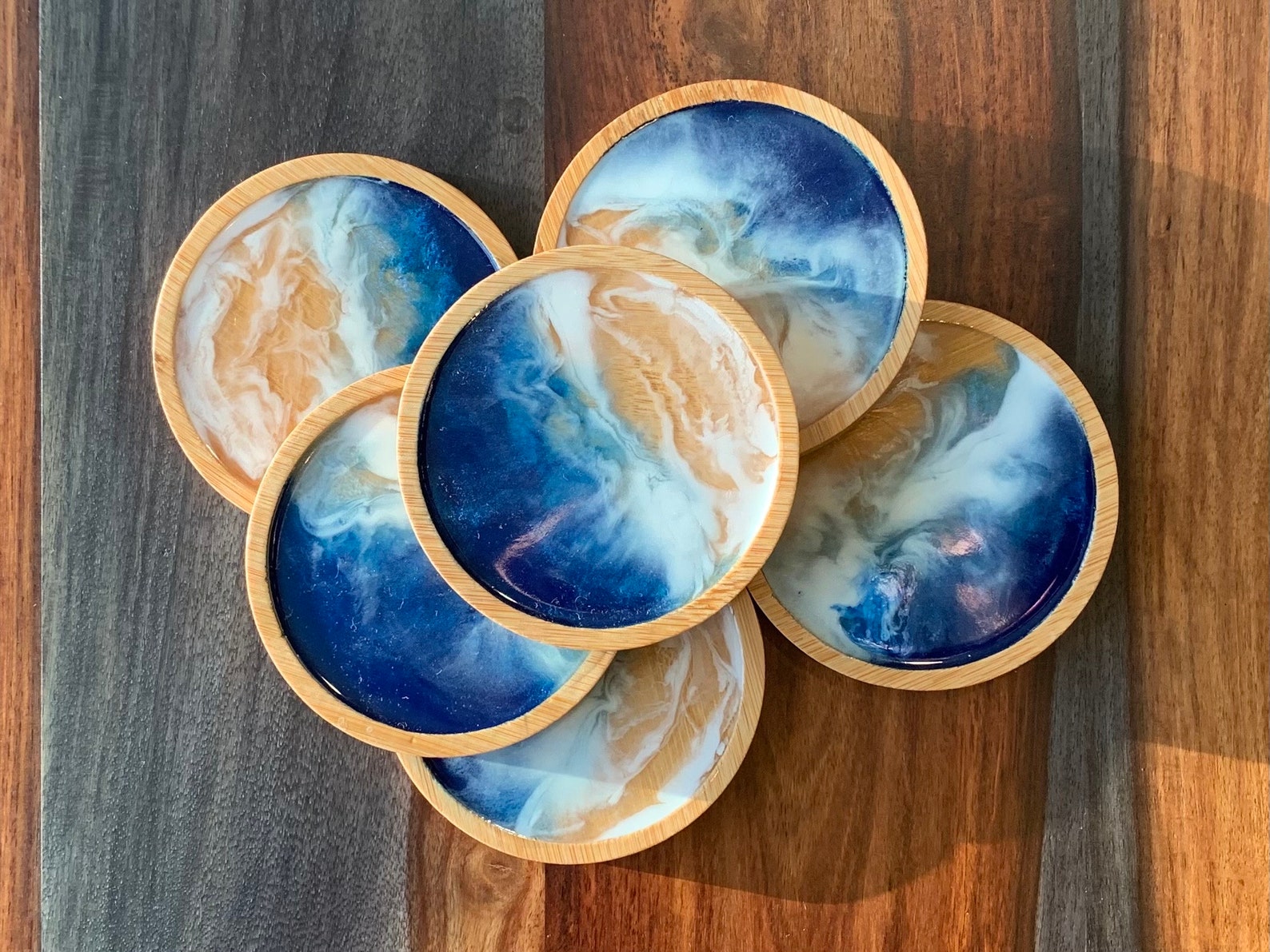 Ocean Waves Resin Wood Coasters | Beach & Coastal | Set of 1, 2, 4 - Etsy