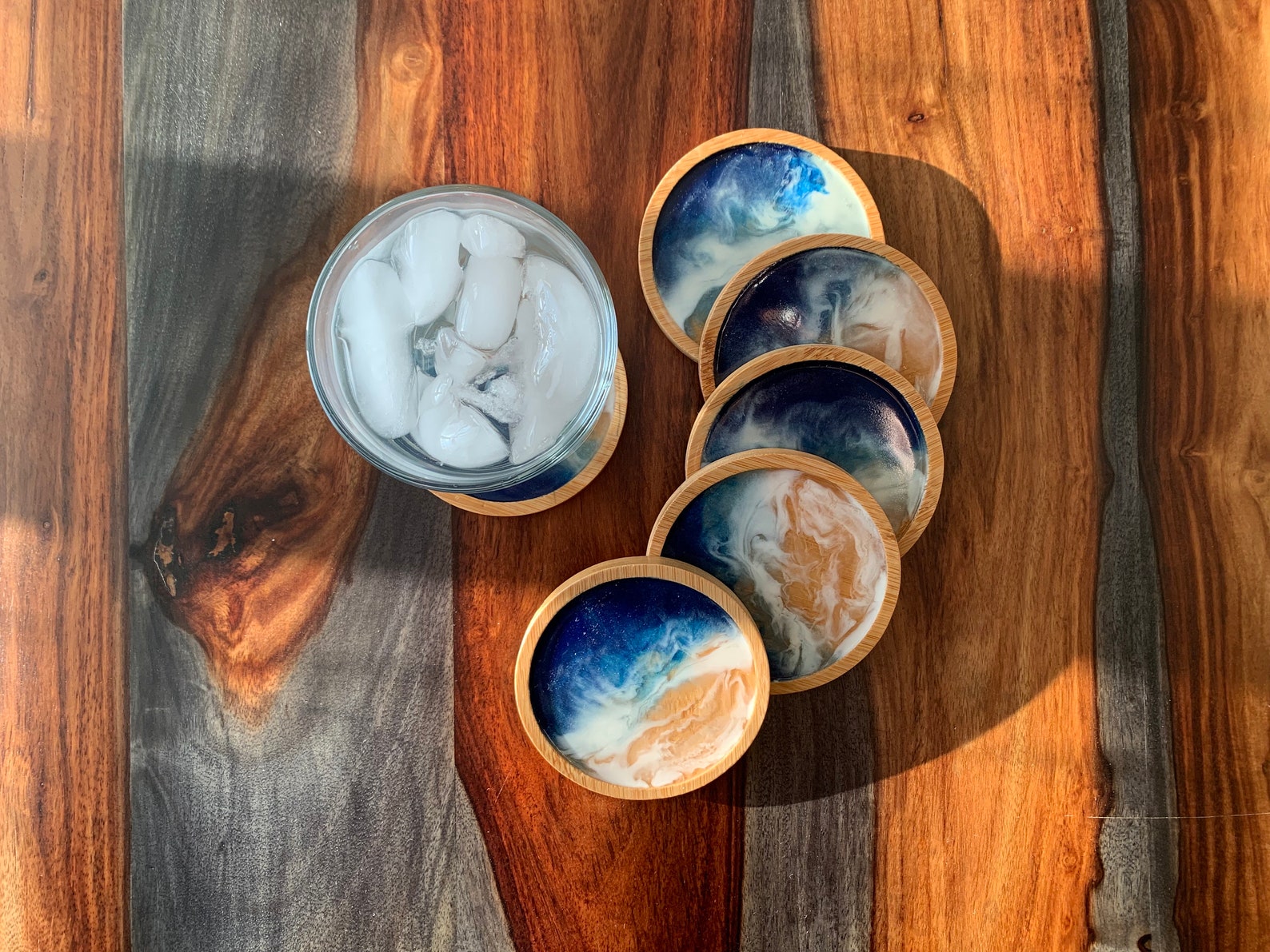 Ocean Waves Resin Wood Coasters | Beach & Coastal | Set of 1, 2, 4 - Etsy