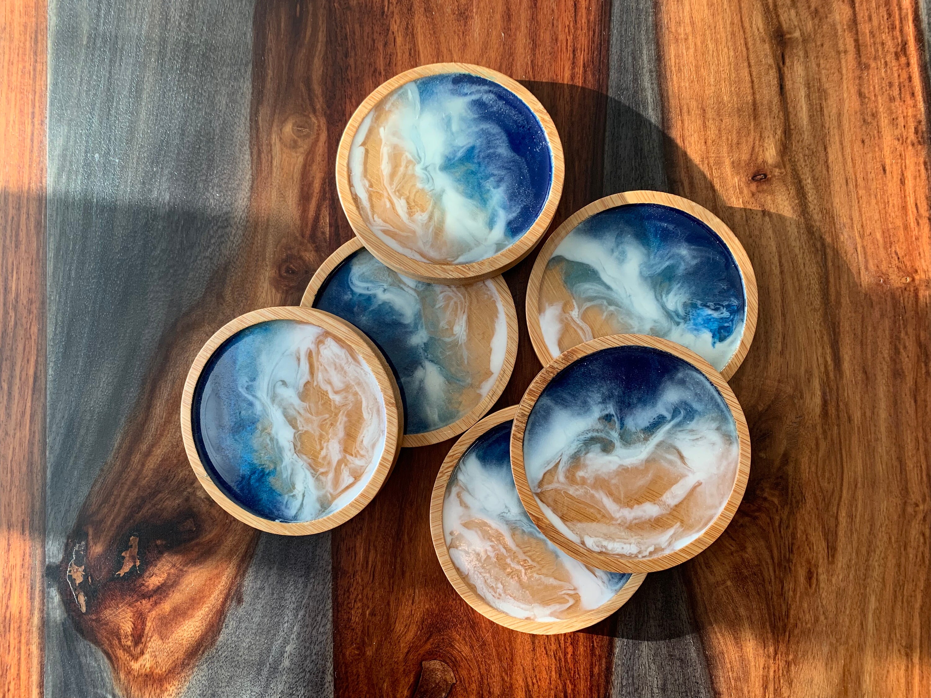Ocean Waves Resin Wood Coasters | Beach & Coastal | Set of 1, 2, 4 - Etsy