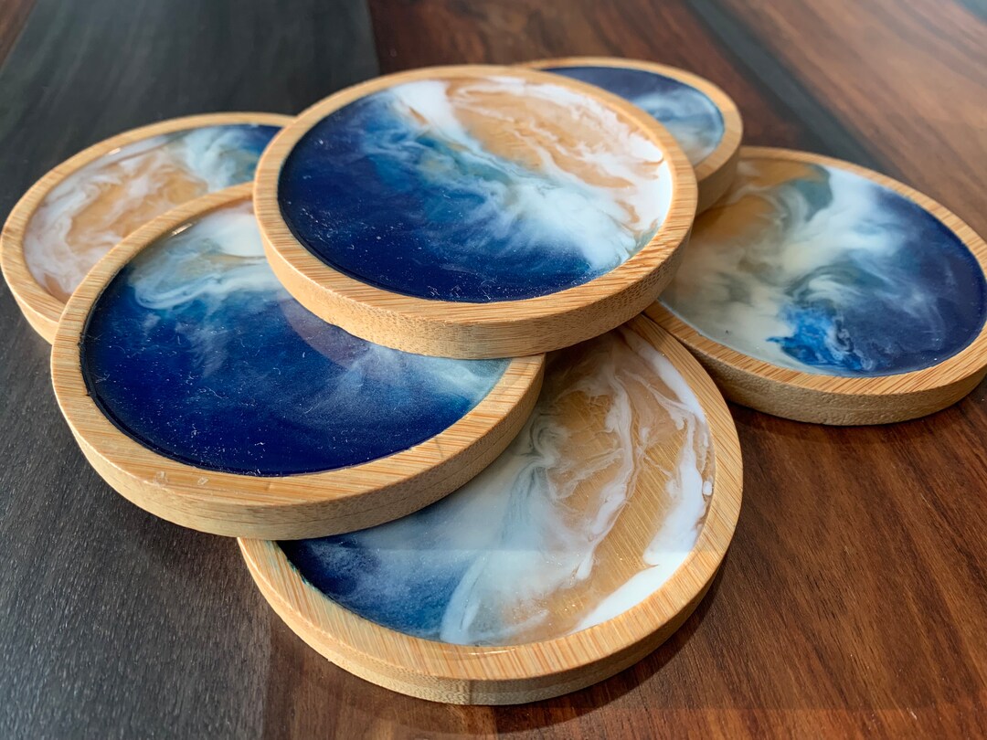 Ocean Waves Resin Wood Coasters | Beach & Coastal | Set of 1, 2, 4 - Etsy
